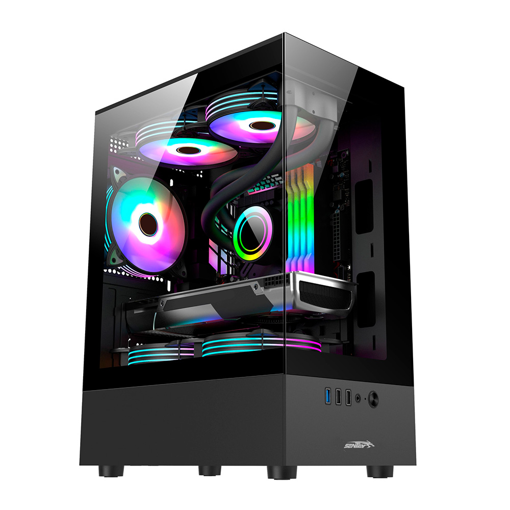Gabinete H10 Black Tg Fans X5 Argb Sentey | HYPERGAMING