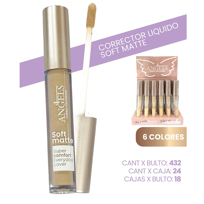 Corrector Liquido Soft Matte Super Comfort 4 Angels | Estetic Make Up ...