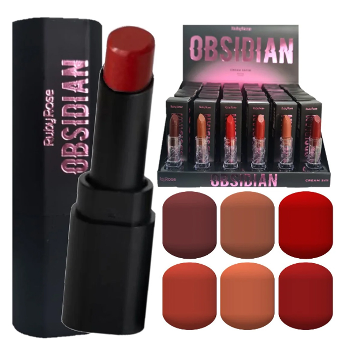 Labial Barra Cream Satin OBSIDIAN Ruby Rose | Estetic Make Up