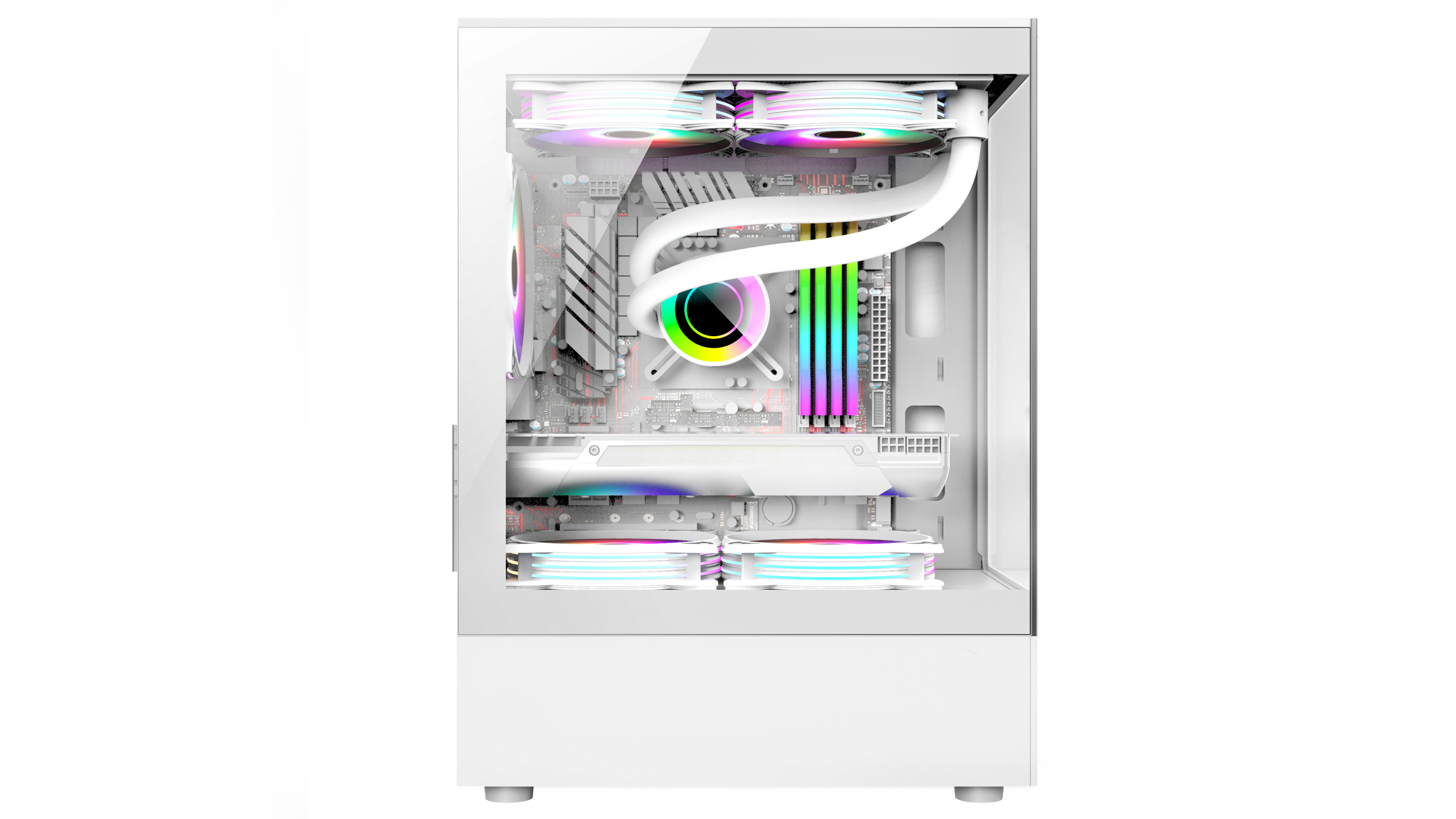 Gabinete Sentey H10 blanco con vidrio templado lateral y frontal y 5 ...