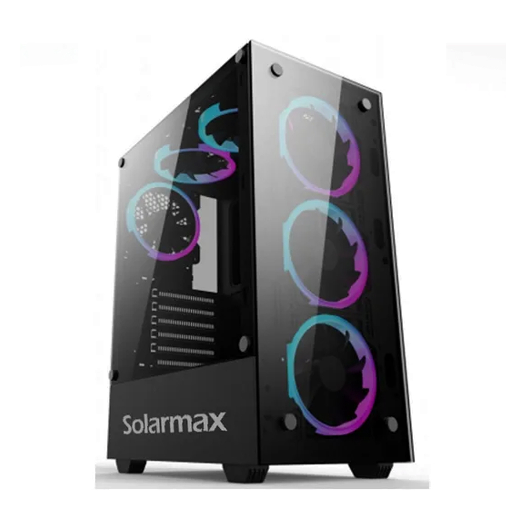 GABINETE SOLARMAX C/6 COOLER RGB BLACK CM-5901 | Compu Service