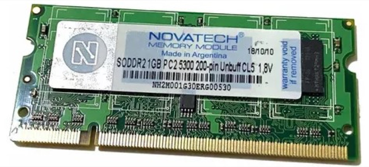 Memoria Ram Sodimm Ddr2 Novatech 1 Gb 667 Mhz Black