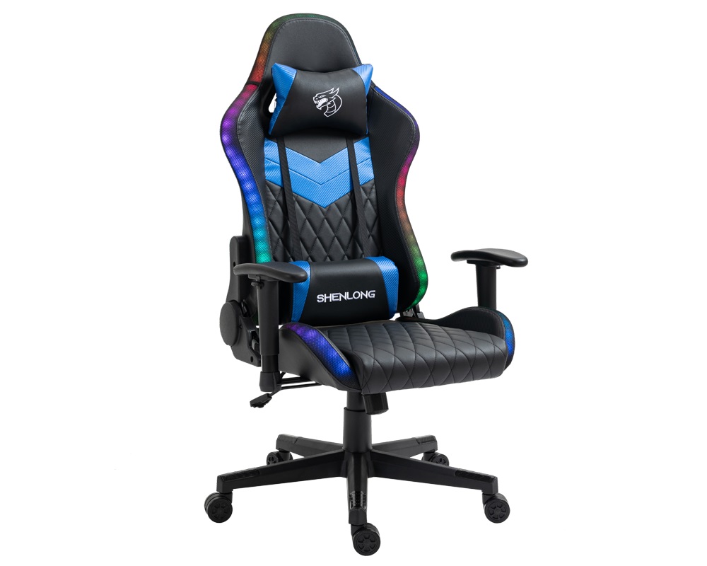 Silla Gamer Shenlong SCH-RGB155 Premium RGB negra y azul | Clan CO