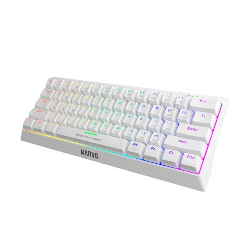 TECLADO GAMING 60% MARVO KG962G WH SP-R SWITCH RED RGB ESP
