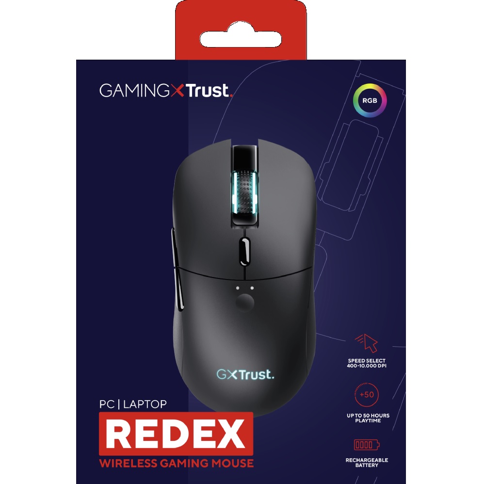 Mouse Trust Gaming Gxt 980 Redex/inalambrico/recargable/rgb | Noxie Store