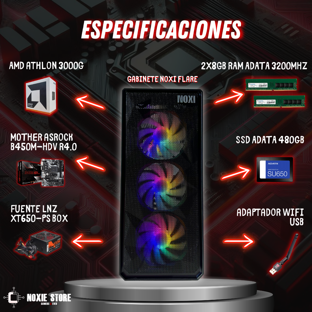 Noxi Gaming Pc Amd Athlon 3000g | 16 Gb | 480gb Ssd | Wifi | Noxie Store