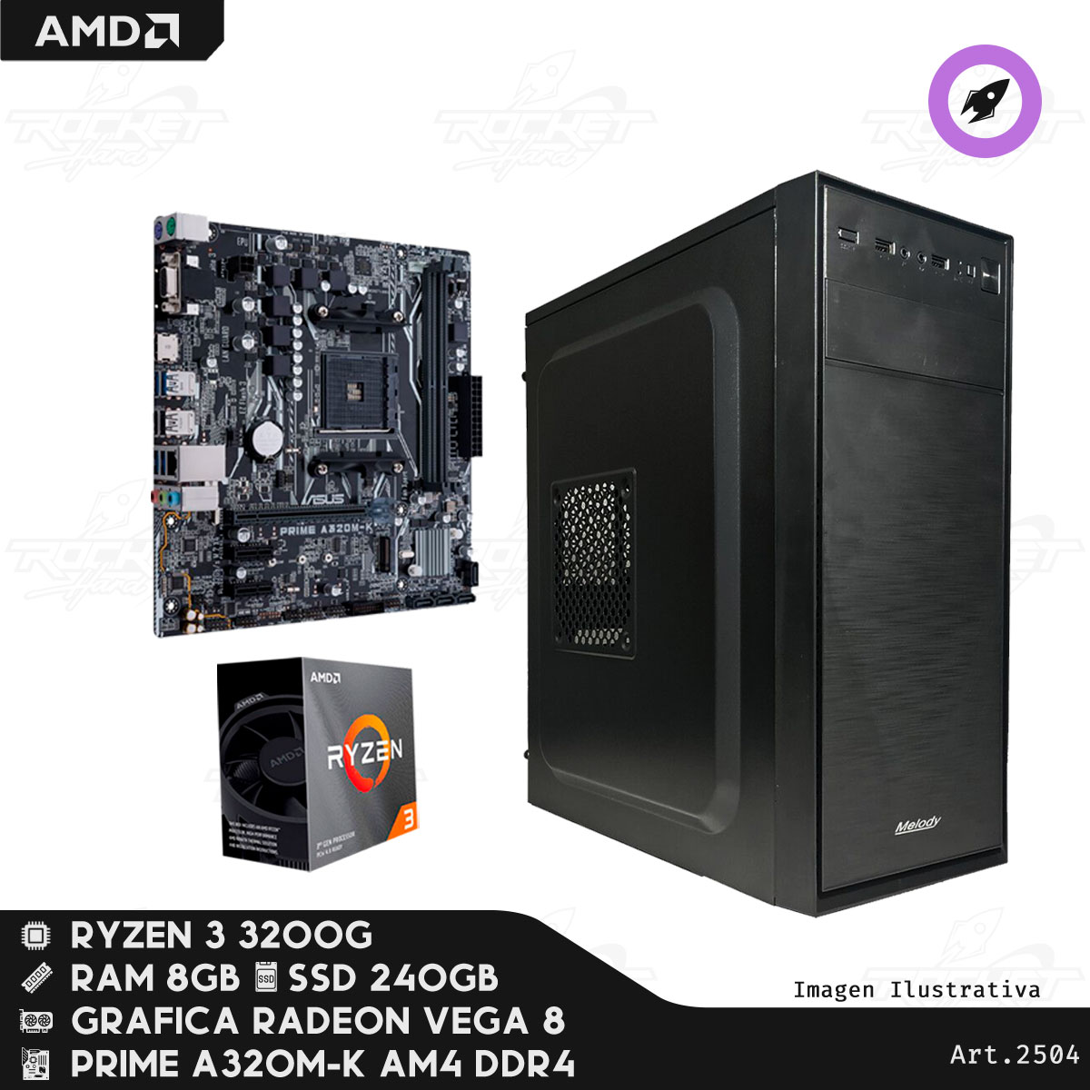 Pc Kit Ryzen 3 3200g - 8gb Ram - 240gb - Kit Gabinete | Rocket Hard